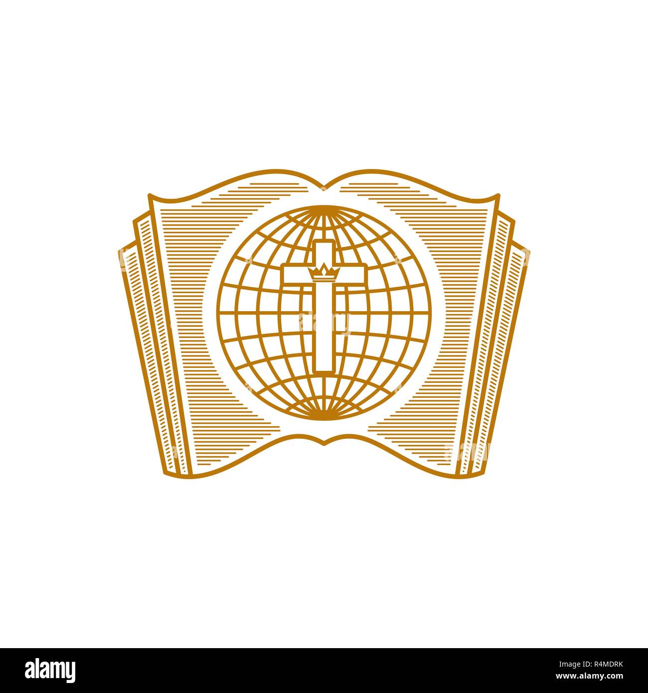 Church logo. Christian symbols. The globe and the cross of Jesus ...