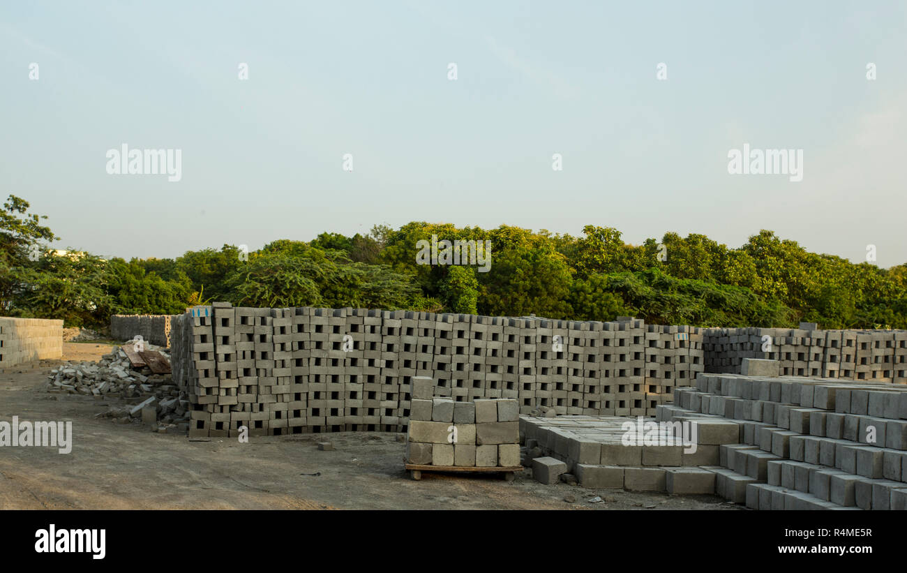 Stack of Cement Blocks or concrete bricks.Cement masonry units stock in ...