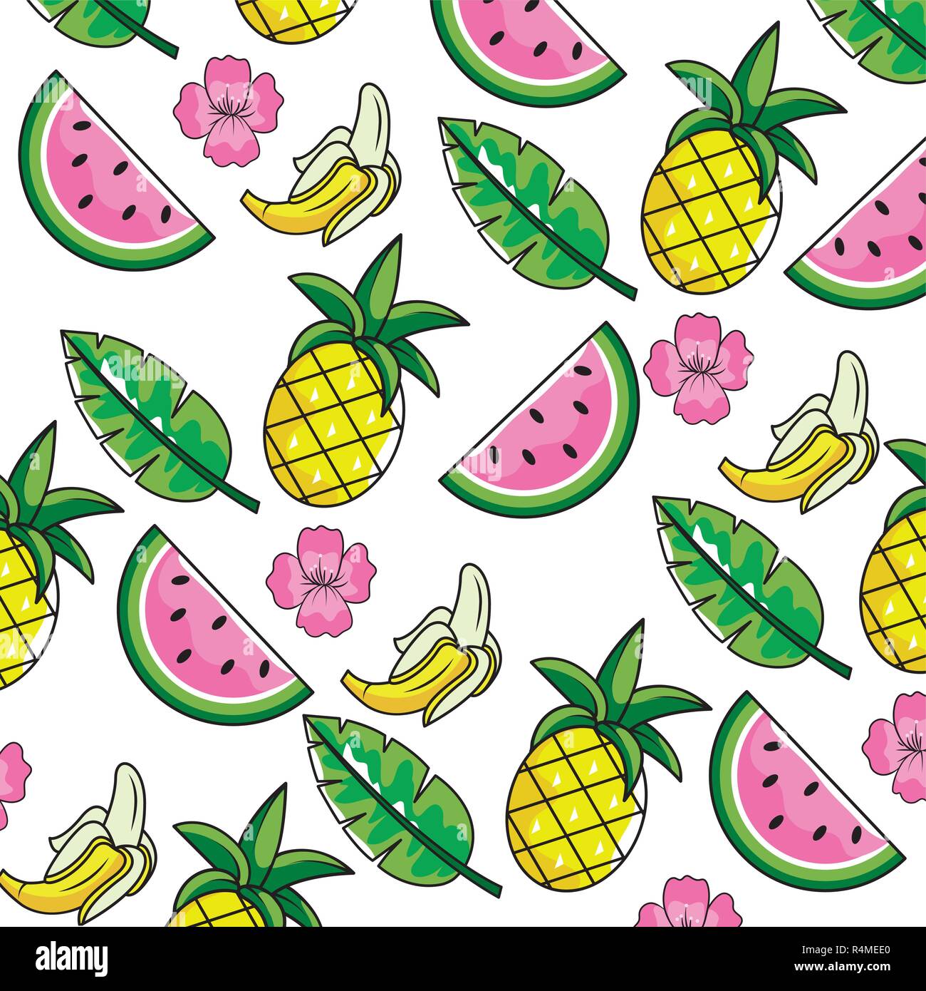 tropical summer seamless pattern cartoon vector illustration graphic ...