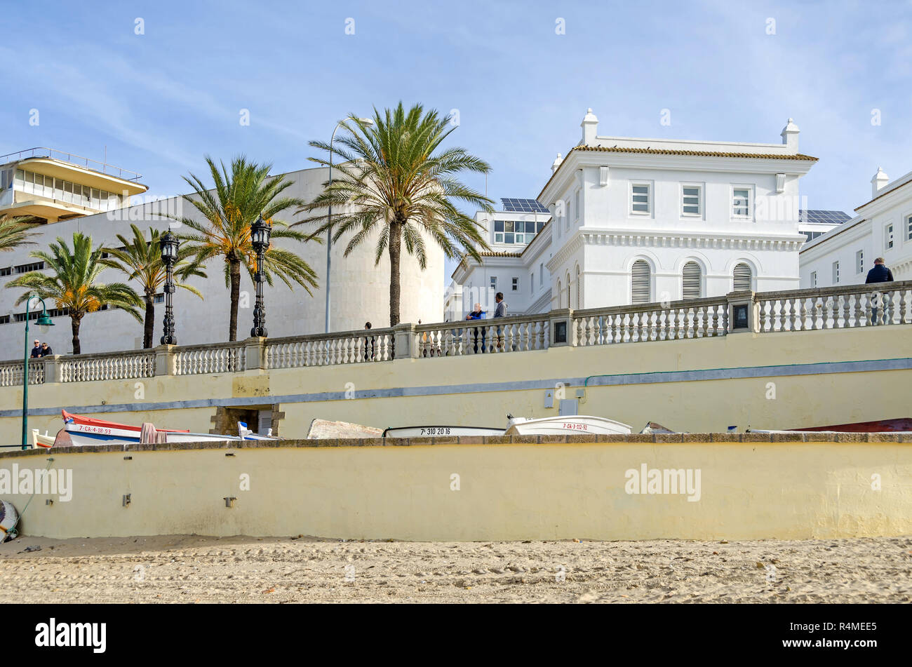 Cadiz, Spain - November 2, 2018: View of the seaside boardwalk Cadiz ...