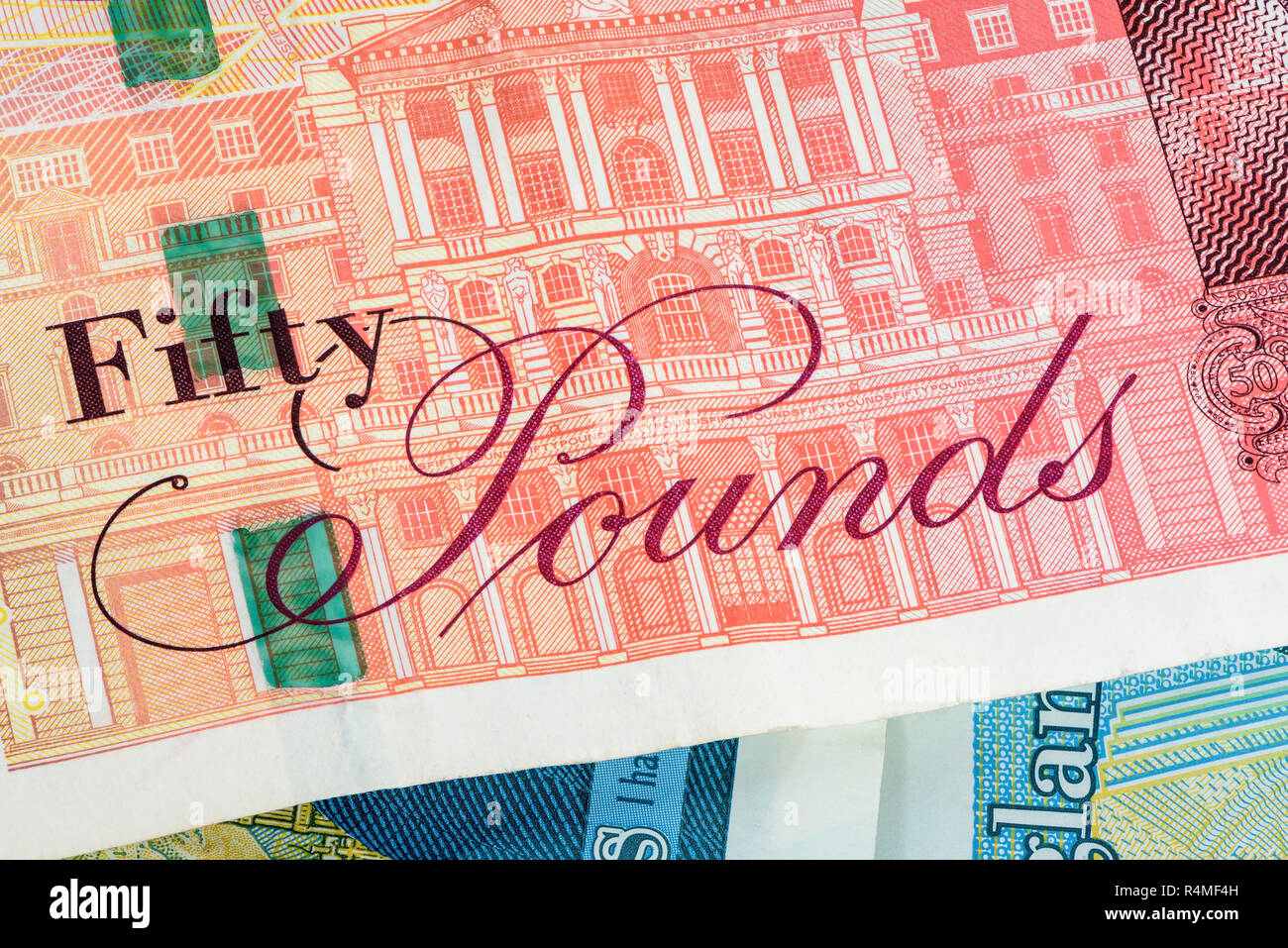 Closeup of 50 pounds banknote. Financial background Stock Photo - Alamy