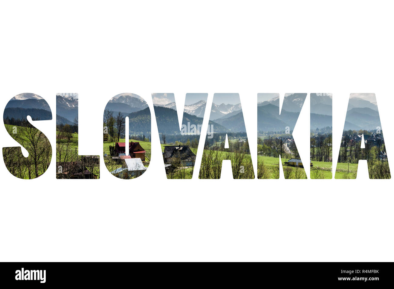 Word SLOVAKIA over traditional landscape Stock Photo - Alamy