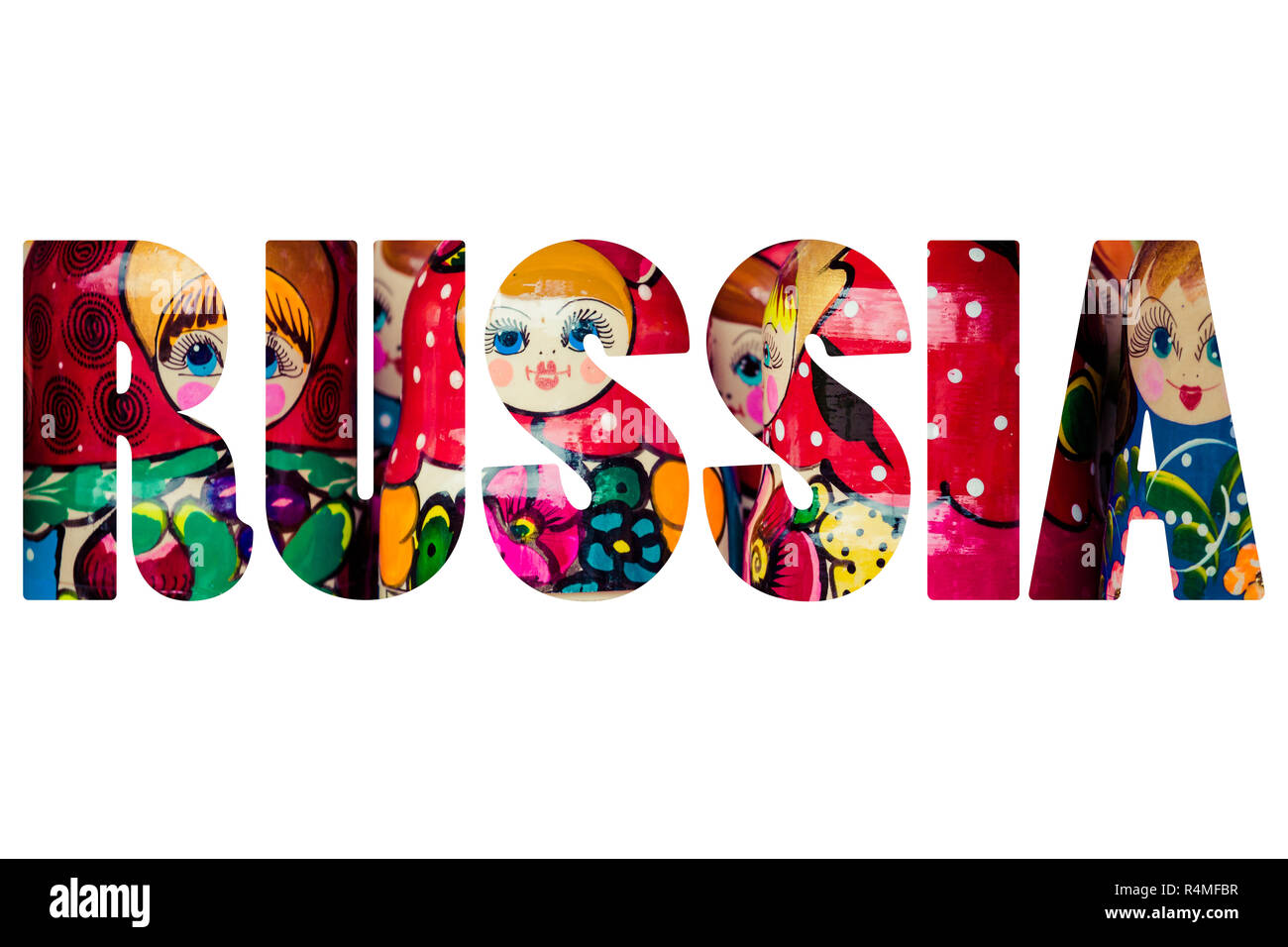 Word RUSSIA over traditional arts Stock Photo - Alamy