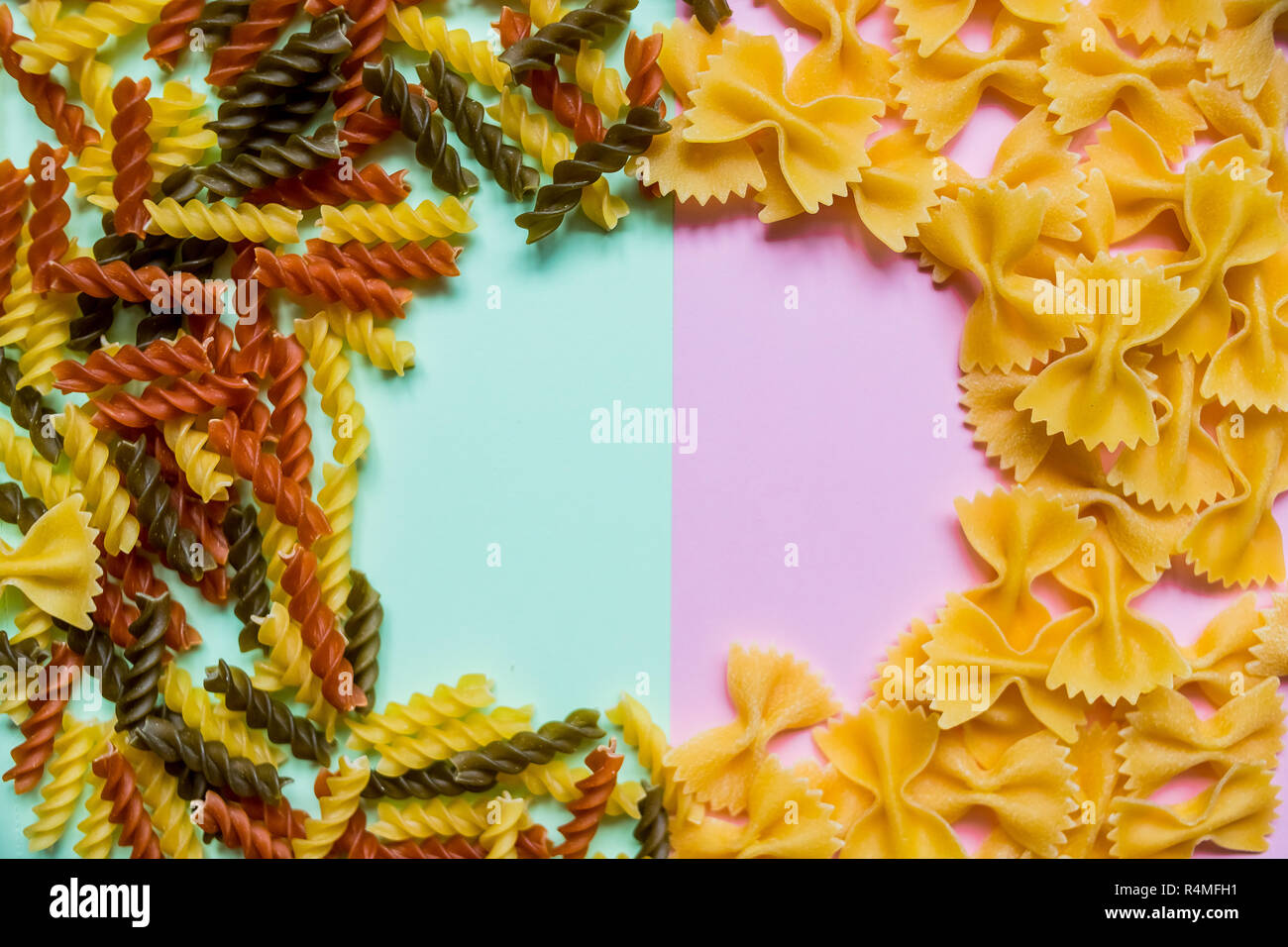 decorative border made of various raw pasta.Delicious italian Food ...