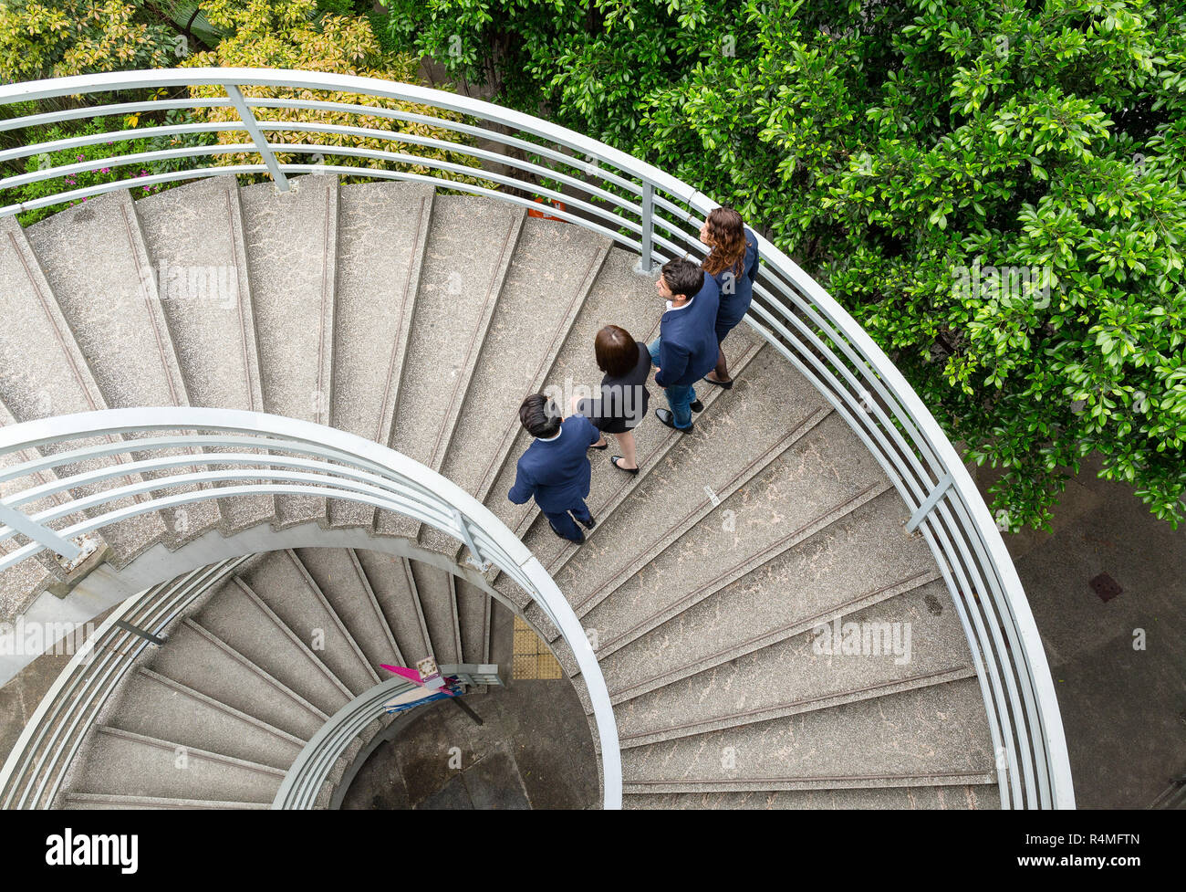 Top view of business people walking up the stair Stock Photo - Alamy