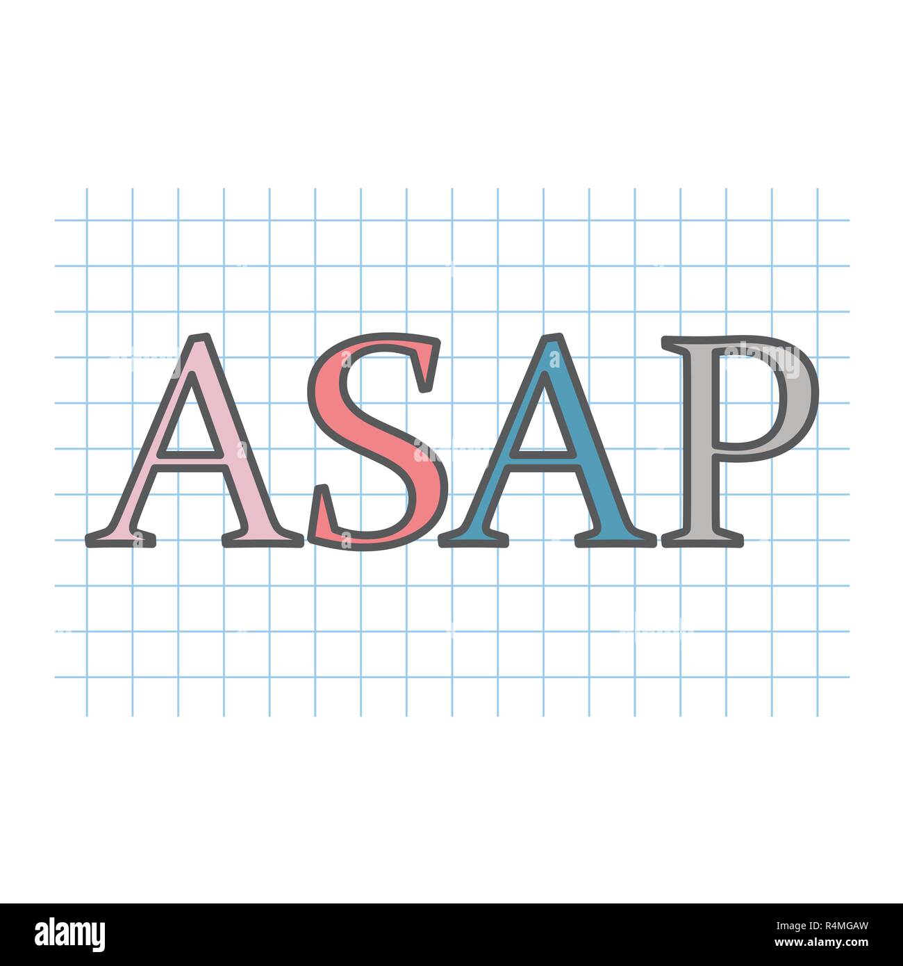 ASAP (As Soon As Possible) acronym written on checkered paper sheet ...