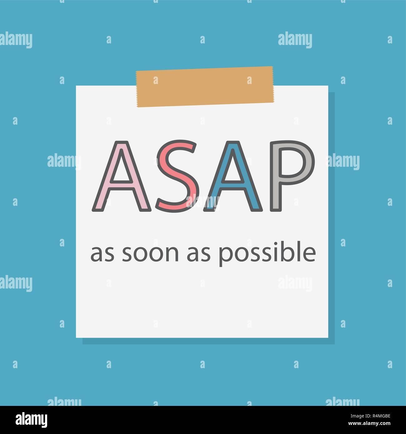 ASAP As Soon As Possible written in a notebook paper- vector ...