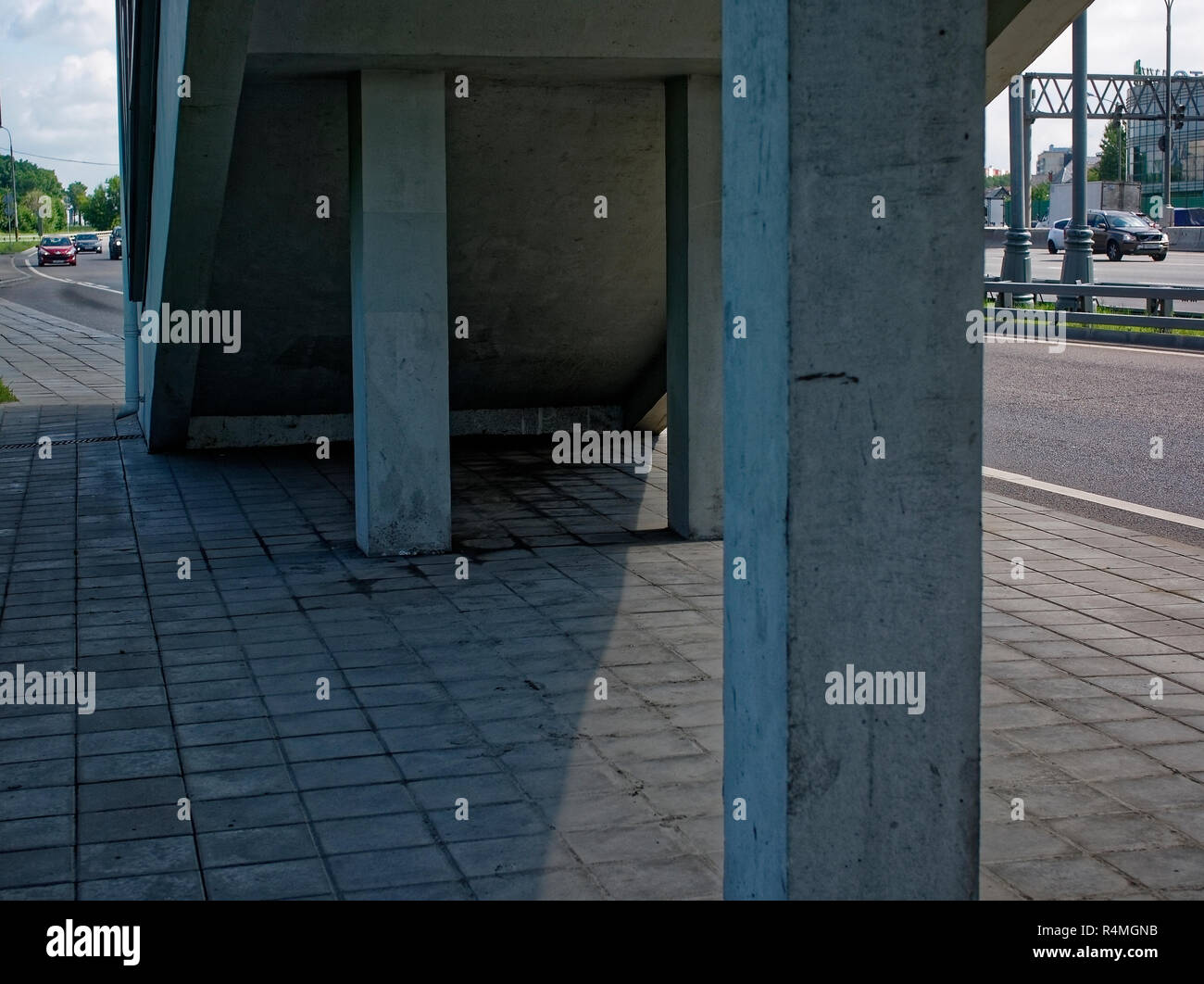 elevated pedestrian crossing in summer in Moscow, Russia Stock Photo ...