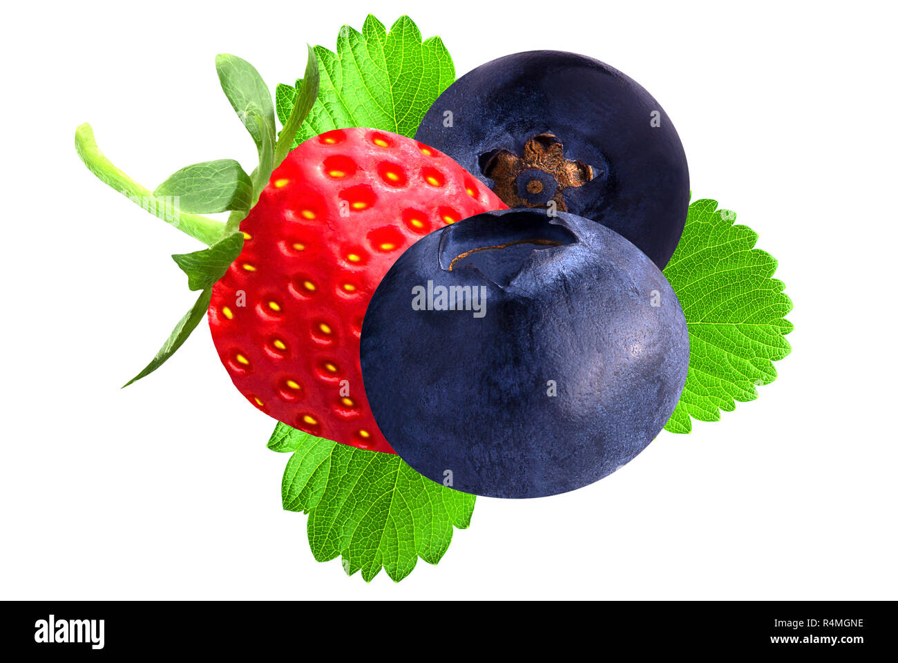 Strawberry and blueberry isolated on white Stock Photo - Alamy