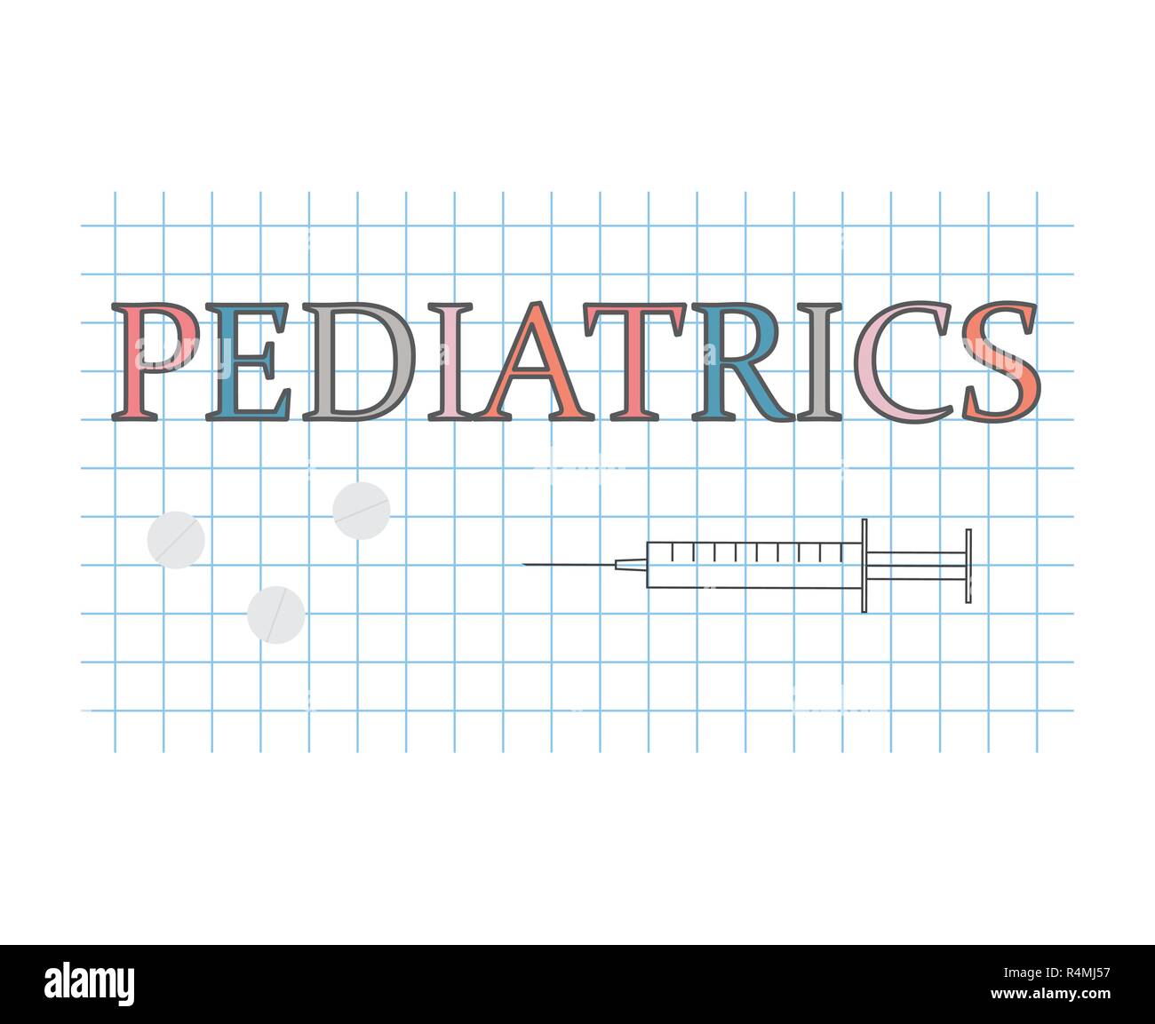 pediatrics word on checkered paper sheet- vector illustration Stock ...