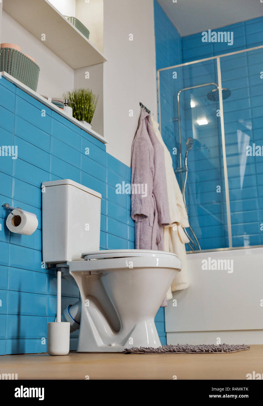 white toilet bowl closeup in the modern bathroom, bottom view Stock ...