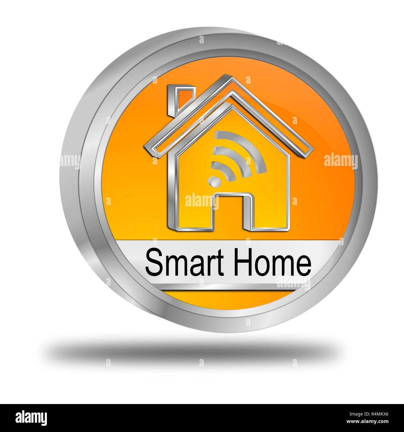 orange Smart Home Button - 3D illustration Stock Photo - Alamy