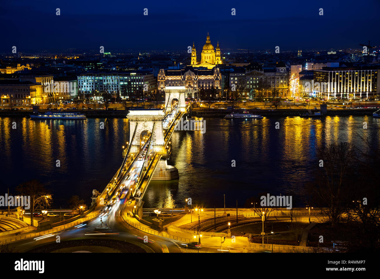 Overview of Budapest at night Stock Photo - Alamy