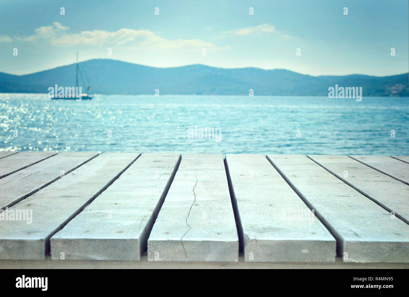 Wooden planks with sea Stock Photo - Alamy