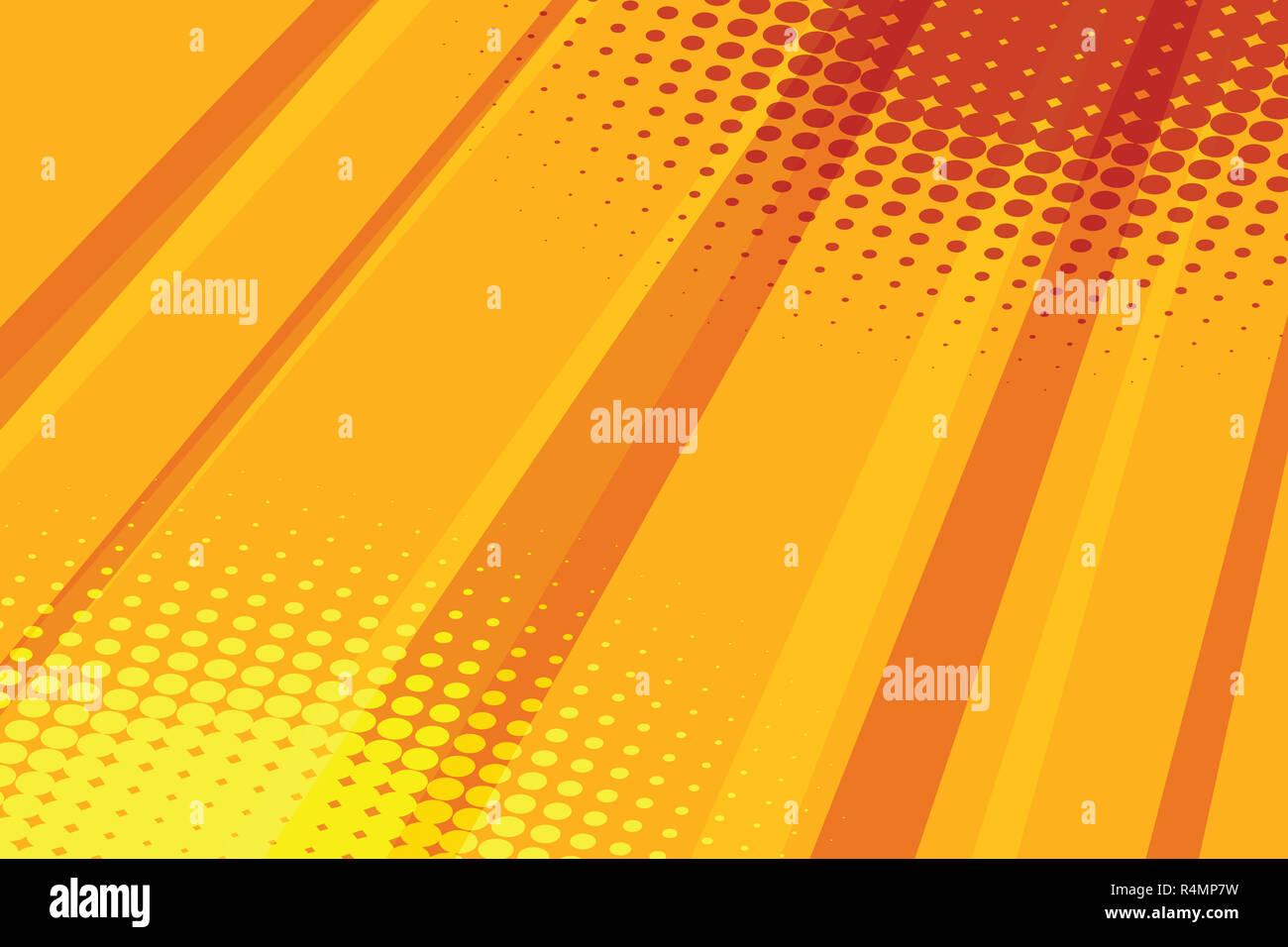 Red yellow halftone raster effect pop art background Stock Photo - Alamy