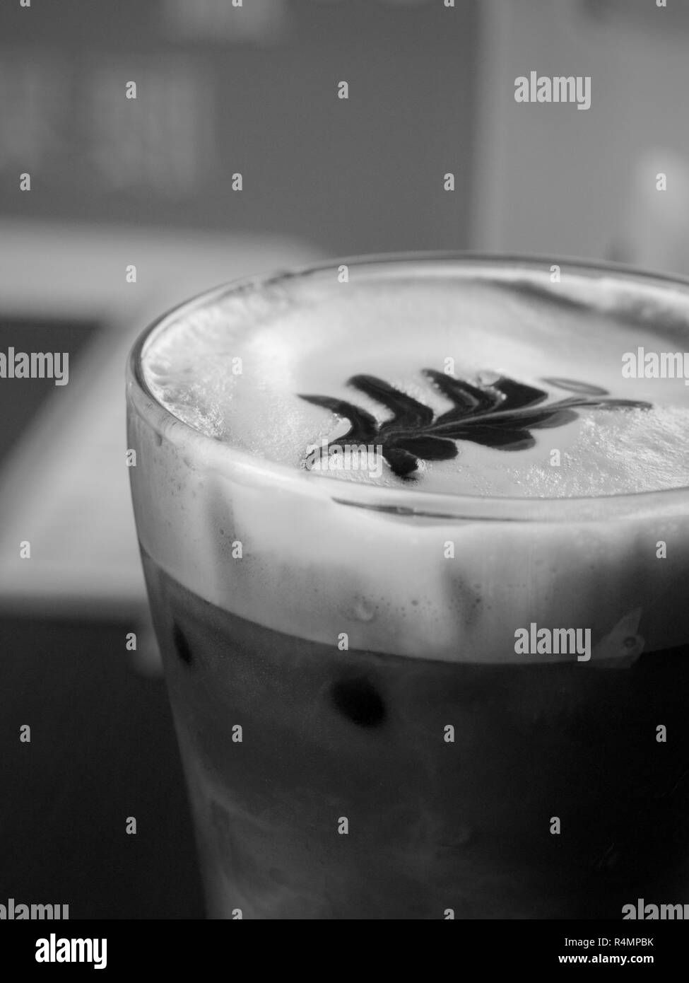 Iced coffee latte mocha Black and White Stock Photos & Images - Alamy