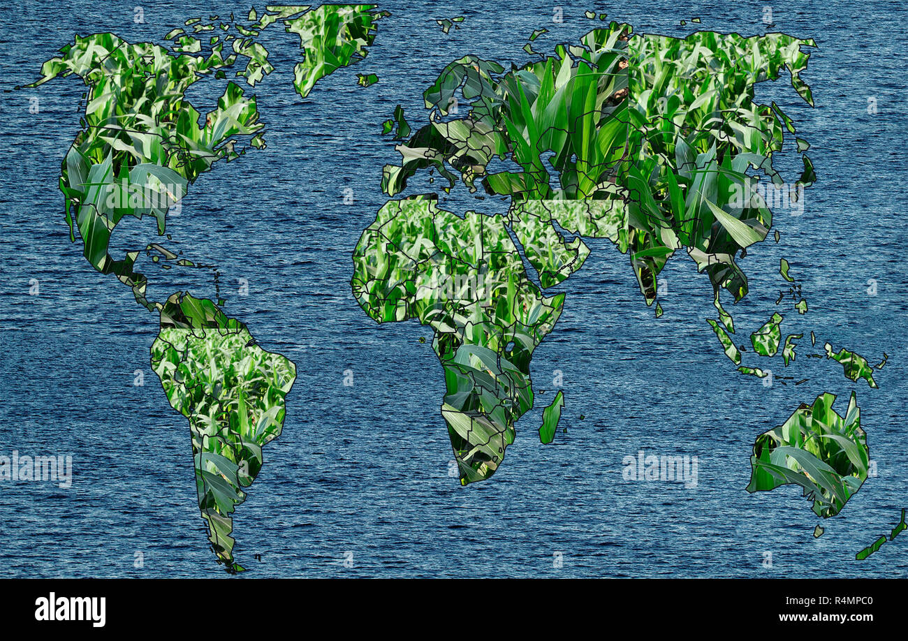 green world map corfield Stock Photo - Alamy