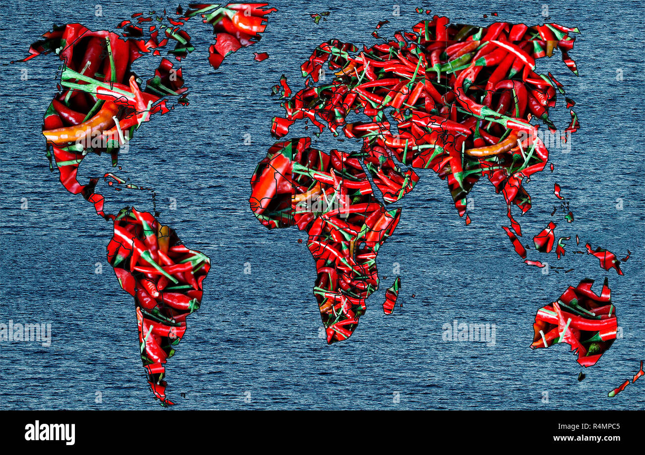 world map spice red Stock Photo - Alamy