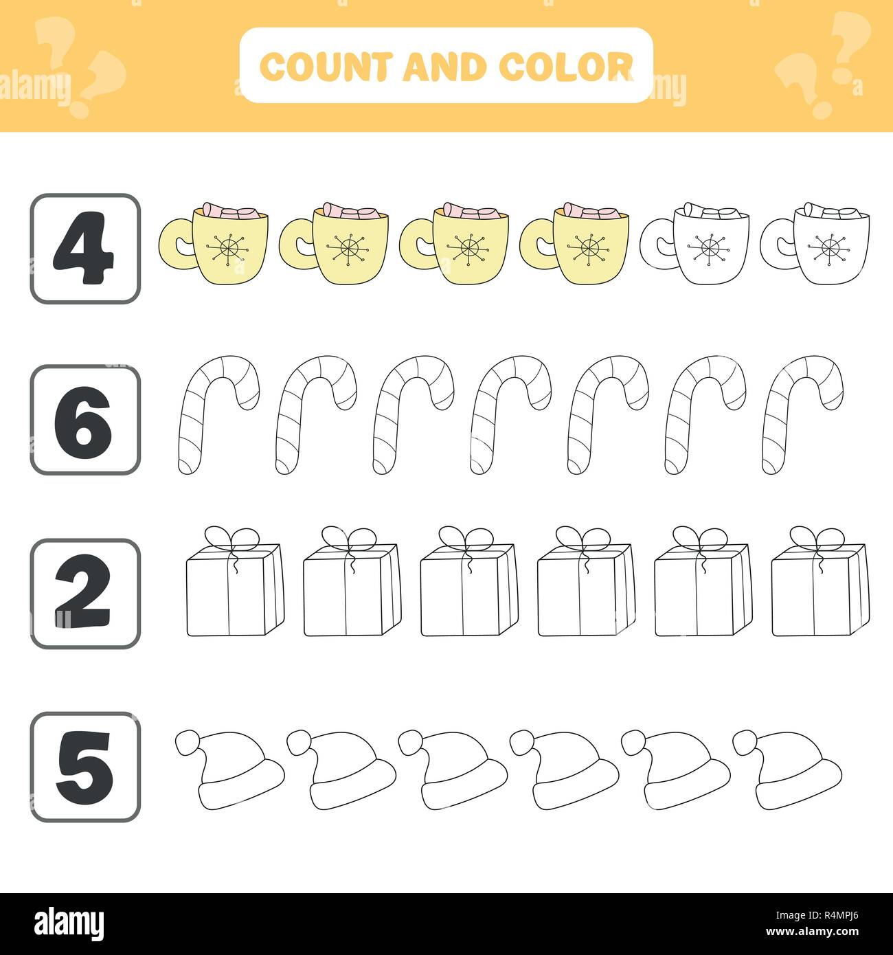 Mathematics worksheet for kids. Count and color educational children ...