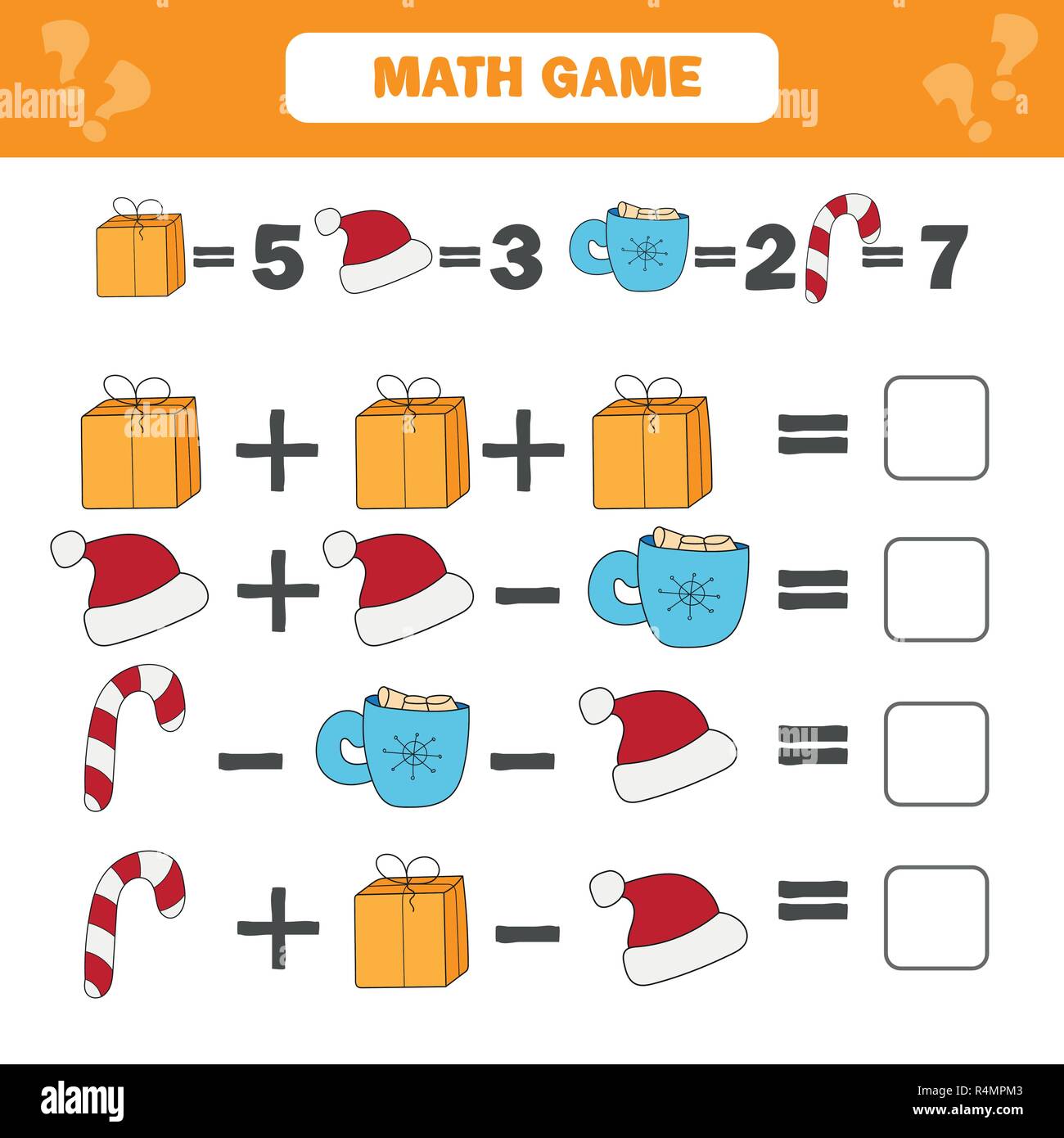 Mathematics educational game for children. Counting equations worksheet ...