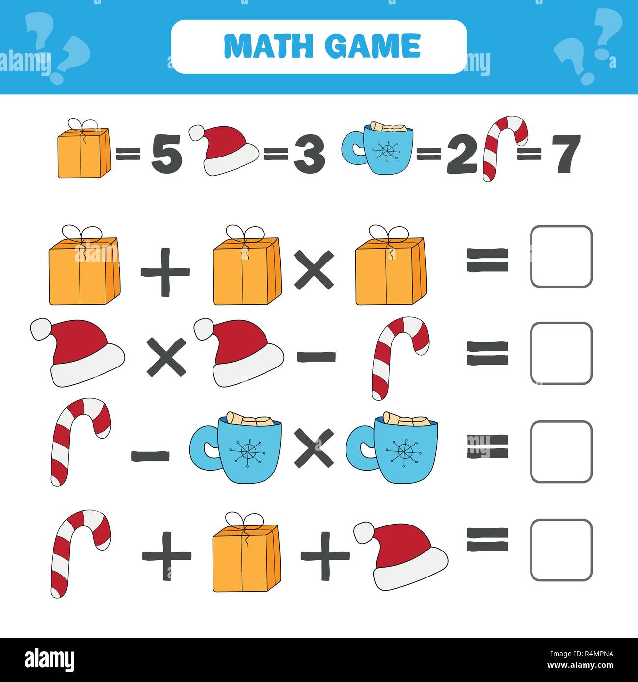 Mathematics educational game for children. Counting equations worksheet ...