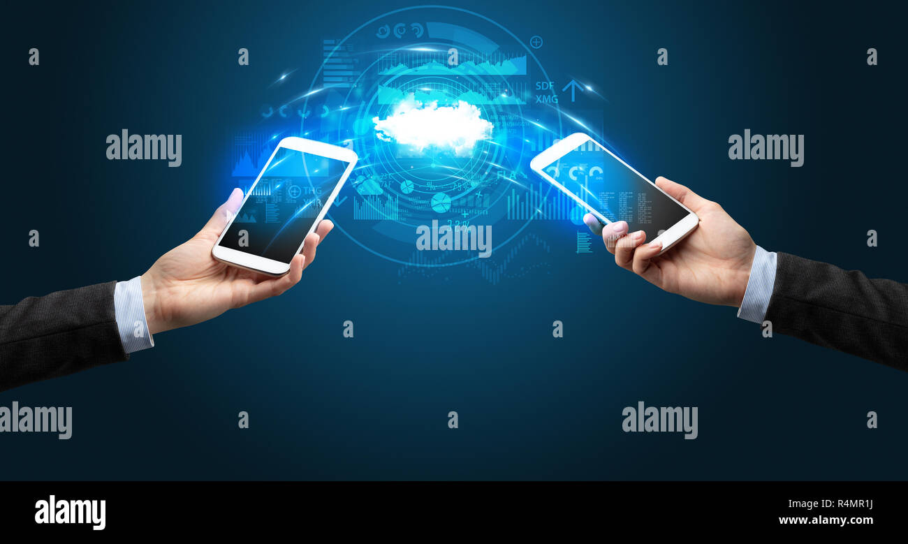 Two smart phones technology transfer hi-res stock photography and ...
