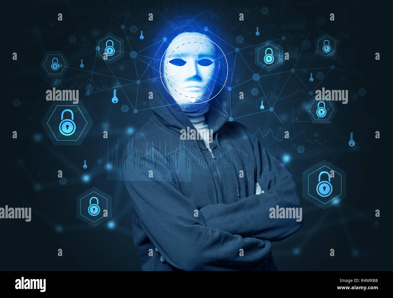 Facial security recognition concept with mesh and locks Stock Photo - Alamy