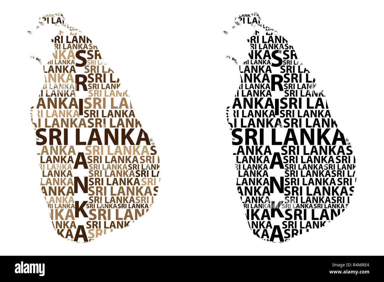Sketch Sri Lanka letter text map, Democratic Socialist Republic of Sri ...