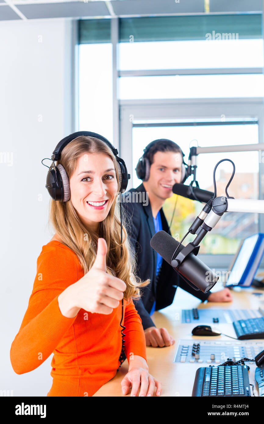 radio presenters in radio station on air Stock Photo - Alamy