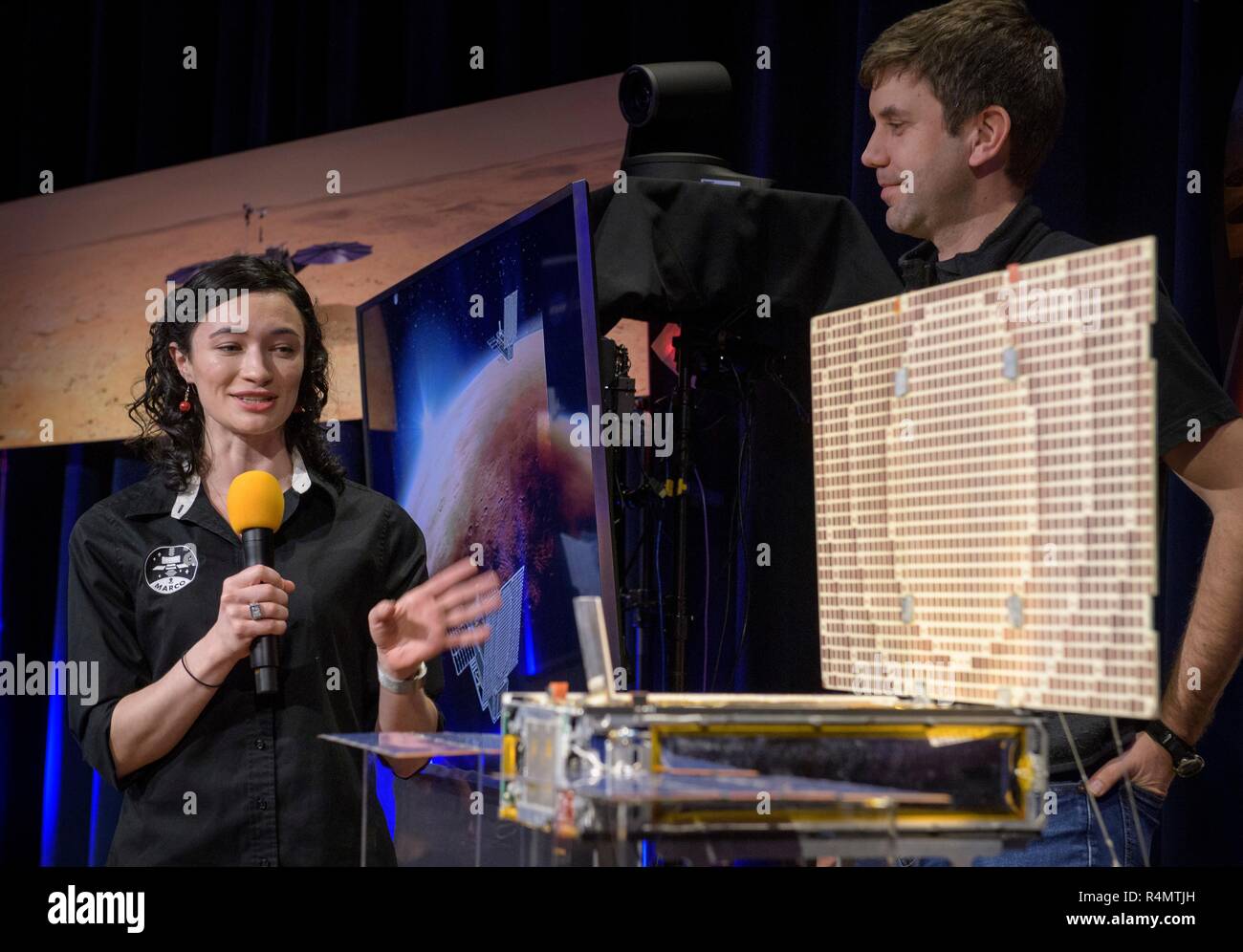Annie Marinan, MarCO-B Mission Manager, NASA JPL, left, and Andy Klesh ...