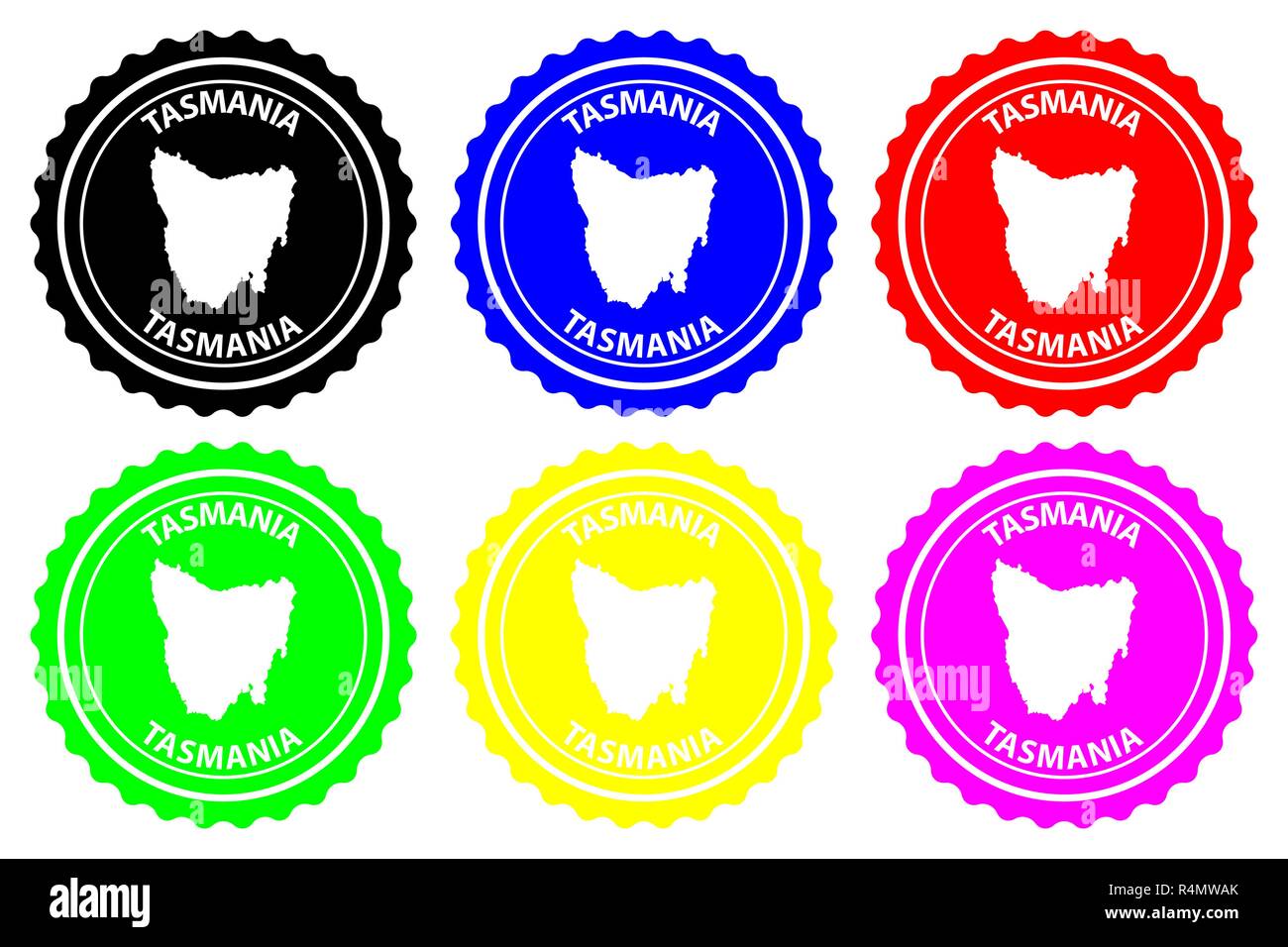 Tasmania - rubber stamp - vector, Tasmania map pattern - sticker ...