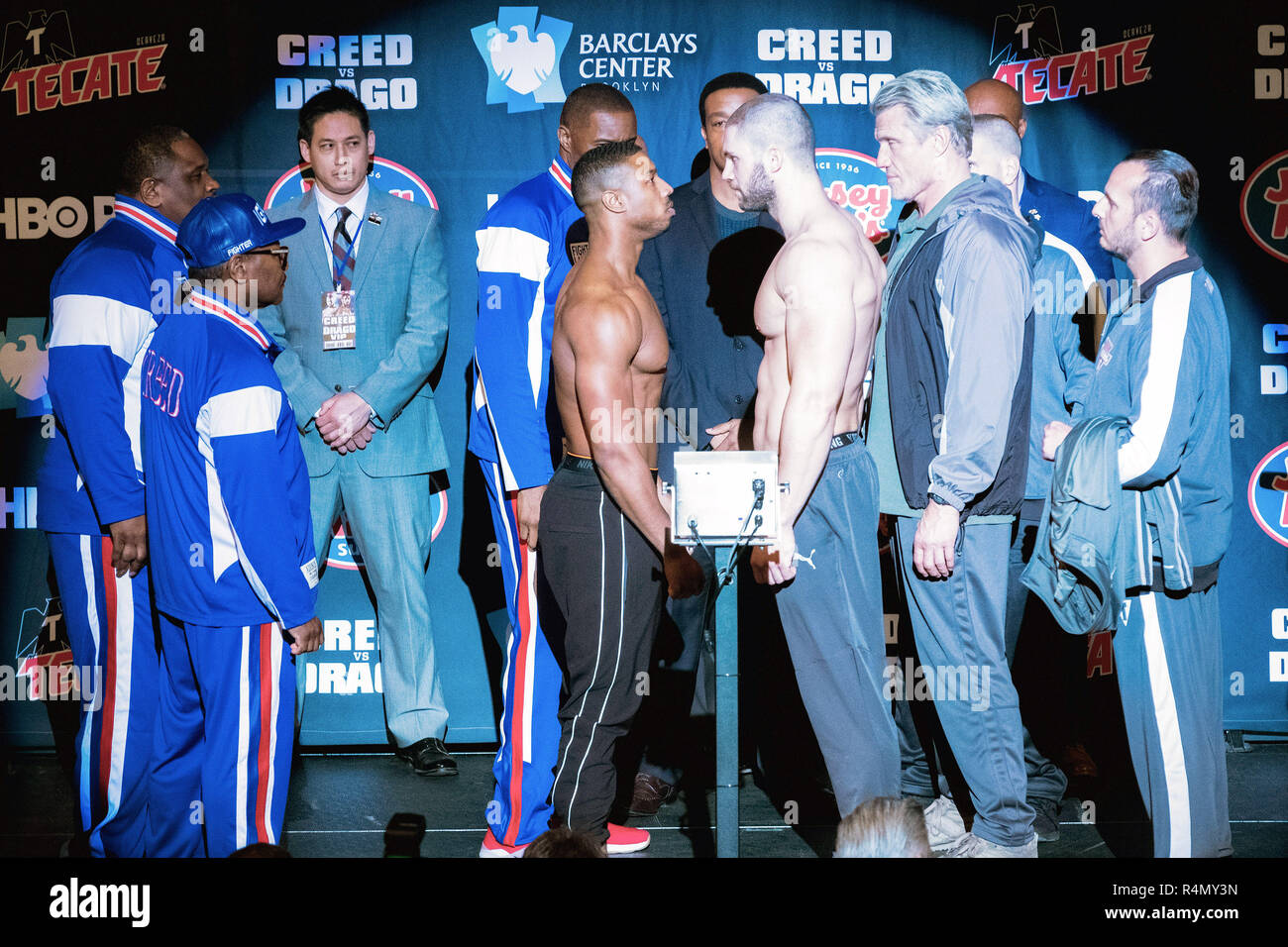 CREED II, (from center): Michael B. Jordan, Florian Munteanu, Dolph ...