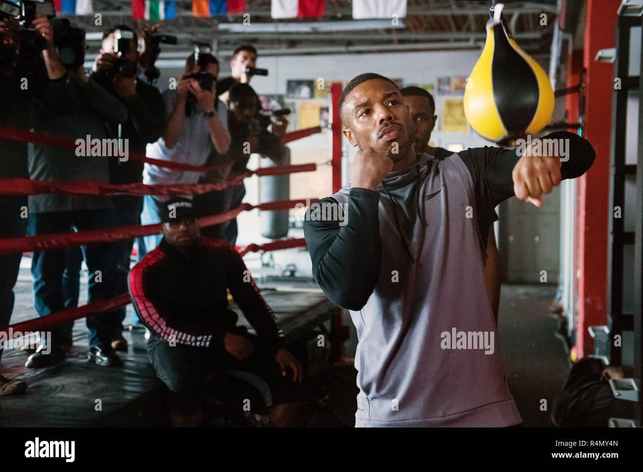CREED II, Corey Caillet (seated), Michael B. Jordan, Wood Harris ...