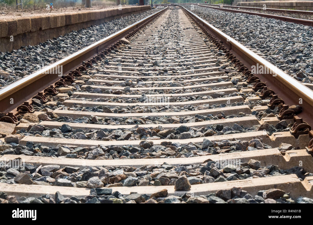 Railroad view passing through the station Stock Photo - Alamy