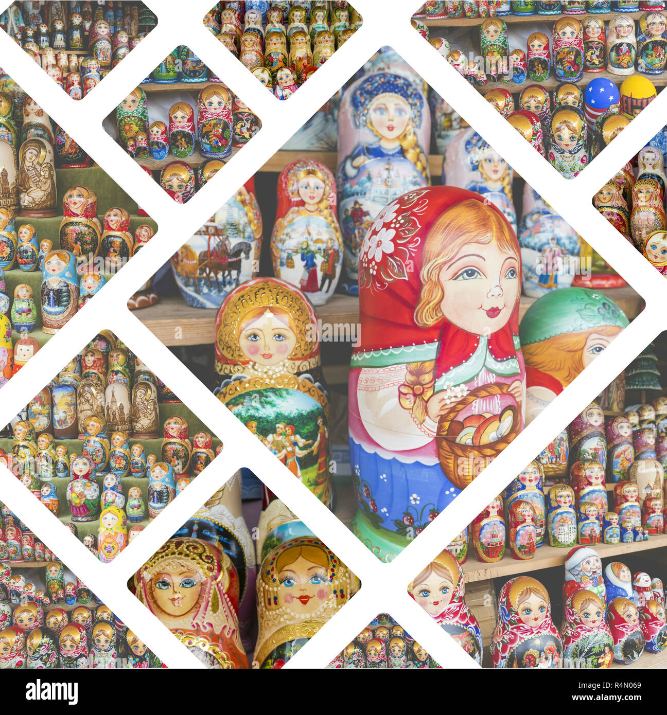 Collage of Nesting dolls images - travel background (my photos Stock ...