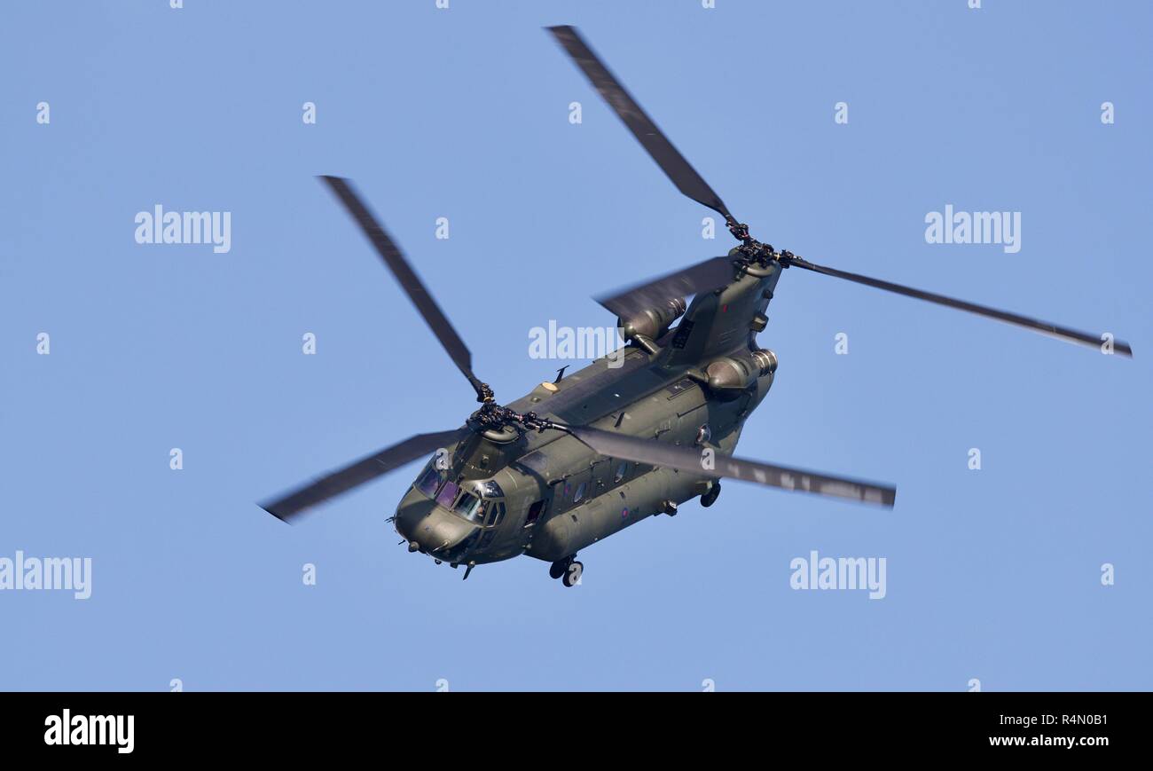 RAF Chinook Display Team performing at the 2018 Bournemouth Air ...