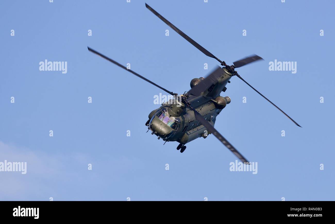 RAF Chinook Display Team performing at the 2018 Bournemouth Air ...