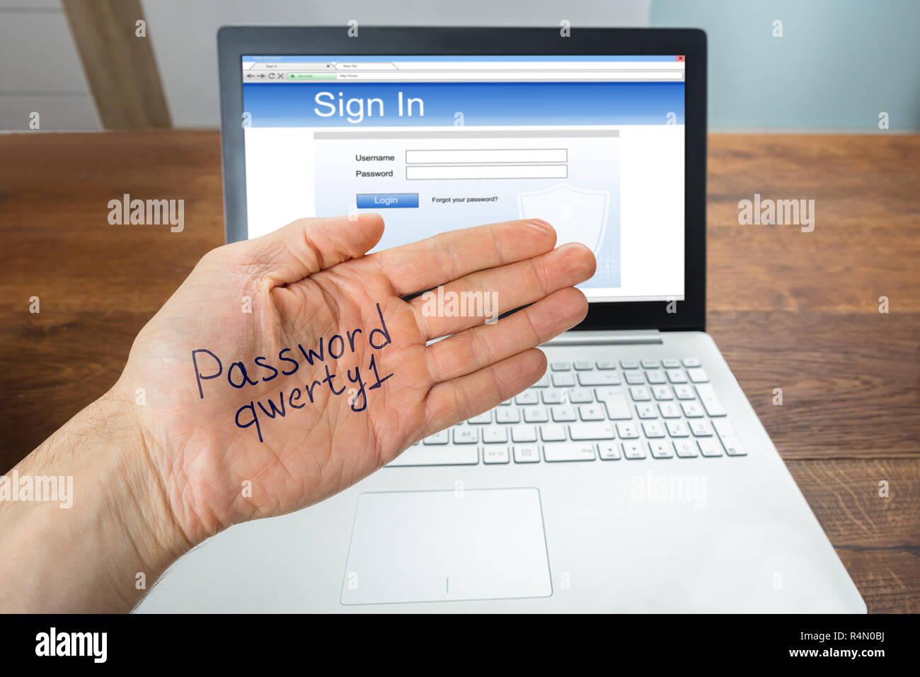 Person Showing Password On Hand Stock Photo - Alamy