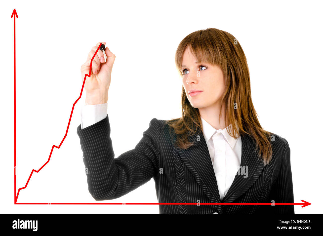 business woman drawing earnings graph Stock Photo - Alamy