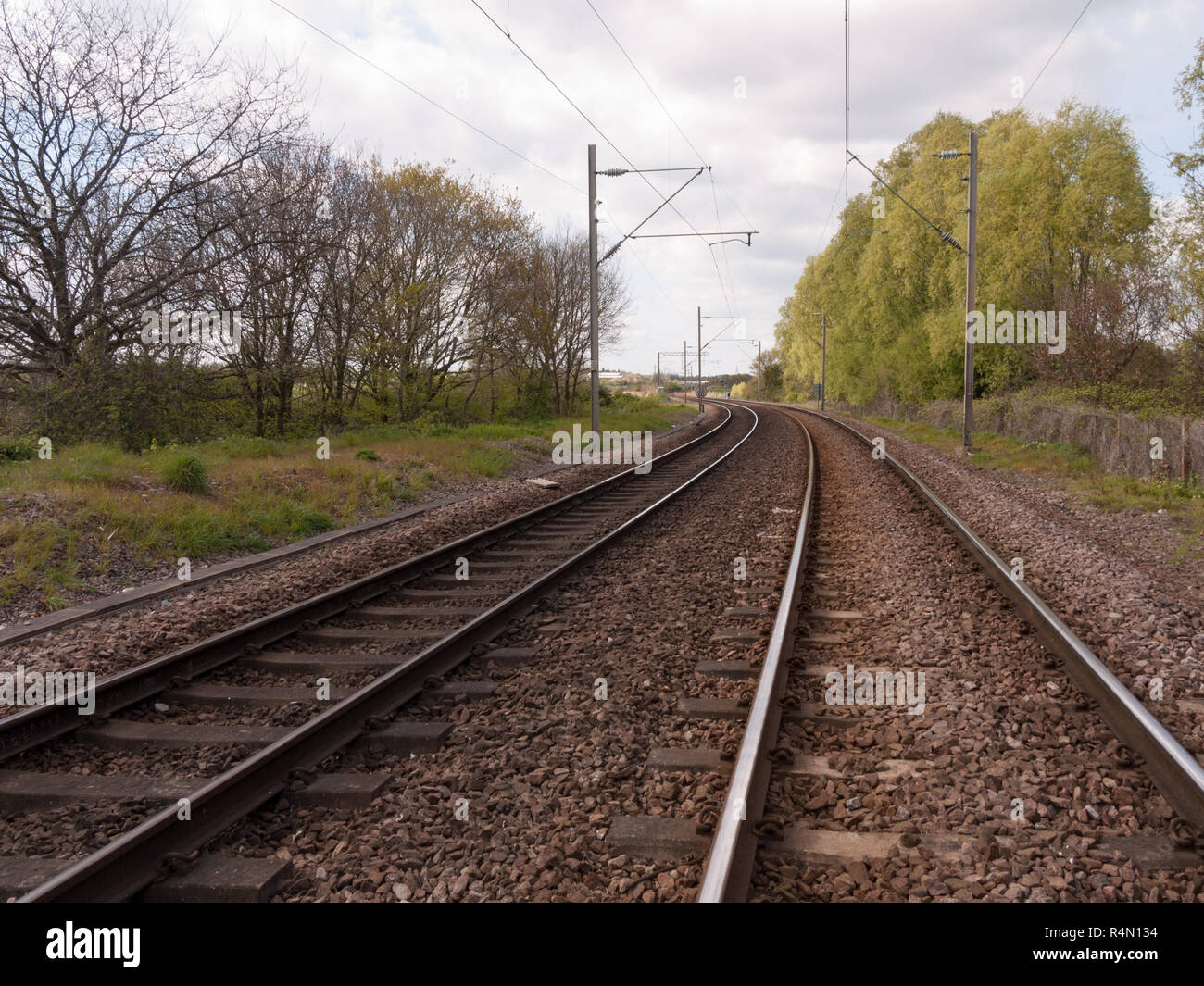 Wonderful shots of day time train tracks as seen standing on the track ...