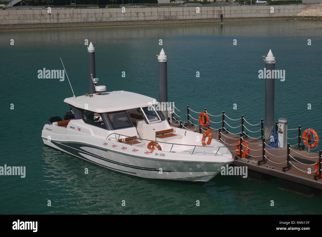 water taxi at the jetty, Bahrain Bay, Manama, Kingdom of Bahrain Stock ...
