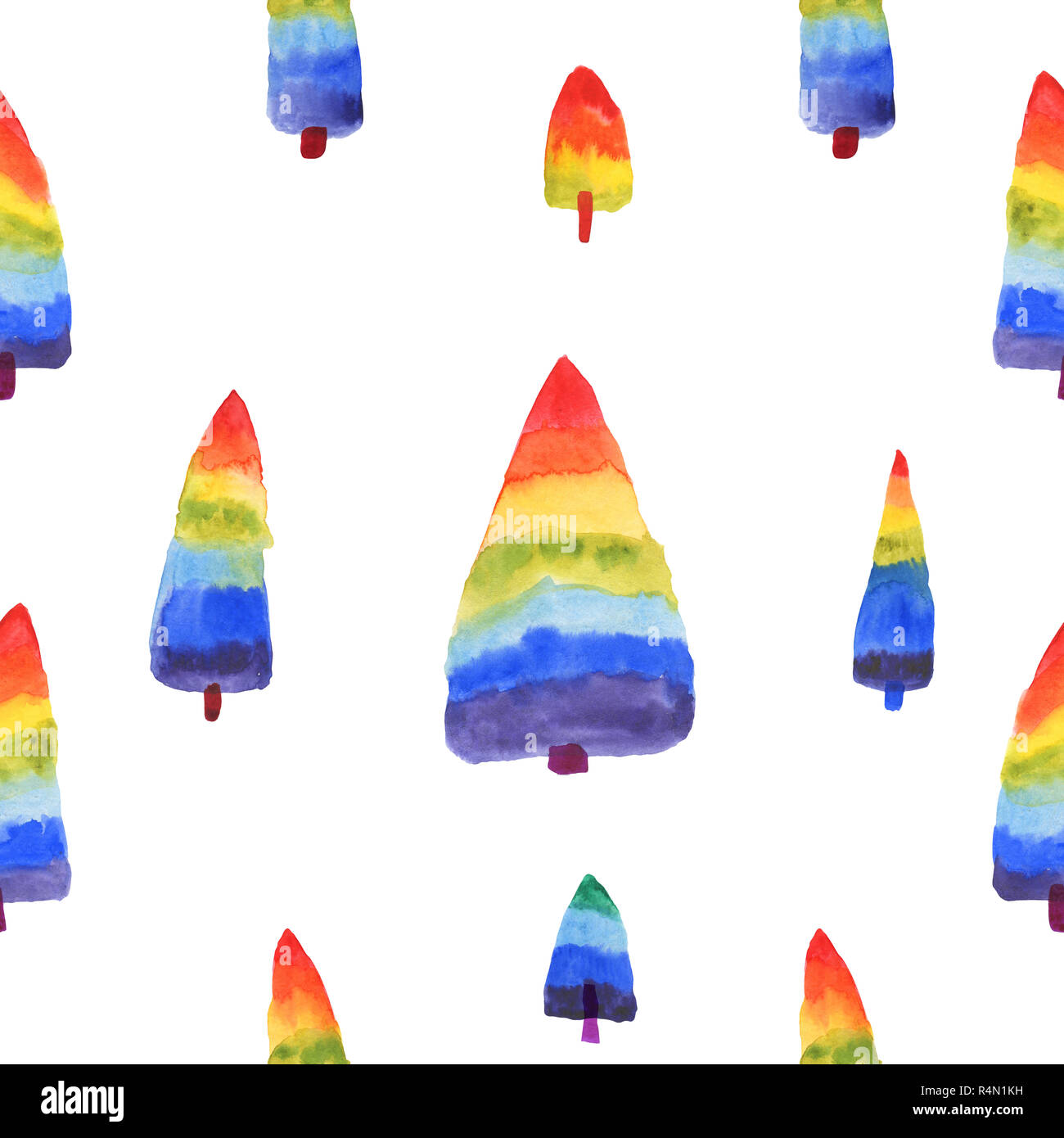 Rainbow color Christmas Tree seamless pattern for New Year Party design ...