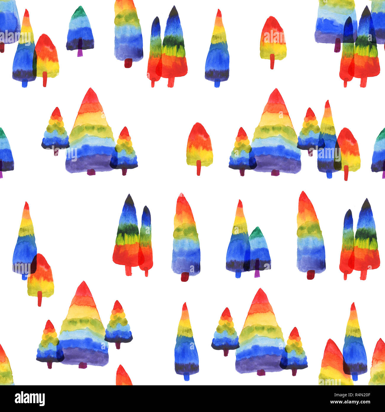 Rainbow color Christmas Tree seamless pattern for New Year Party design ...