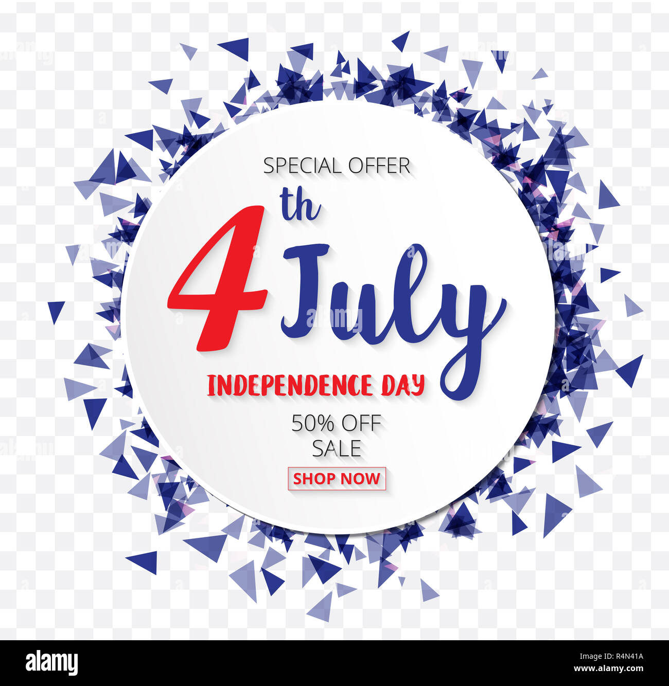 American Independence Day of 4th July with round banner confetti Stock ...