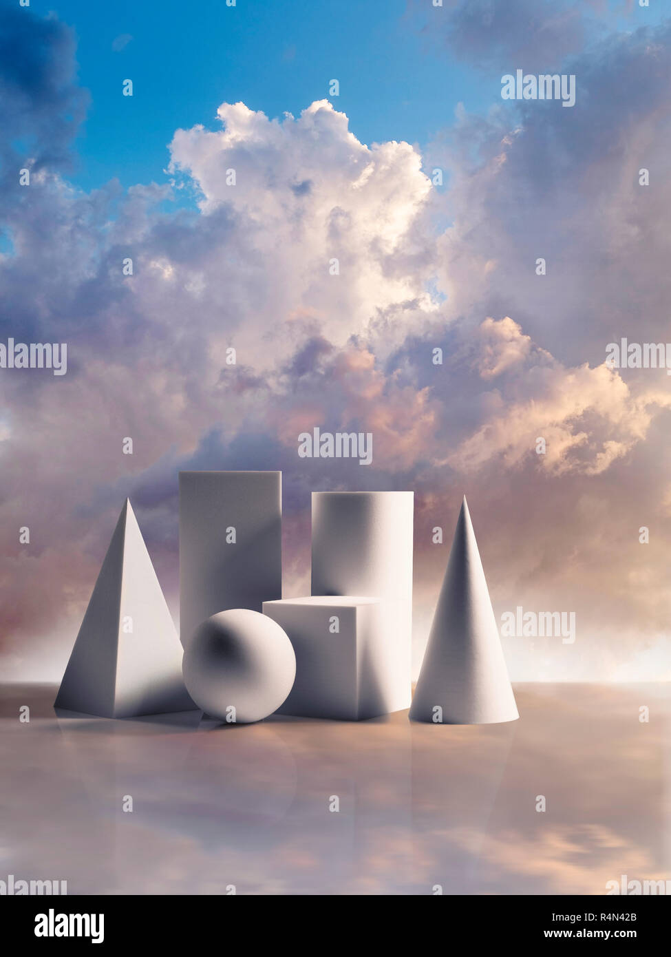 Geometric shapes and clouds Stock Photo - Alamy