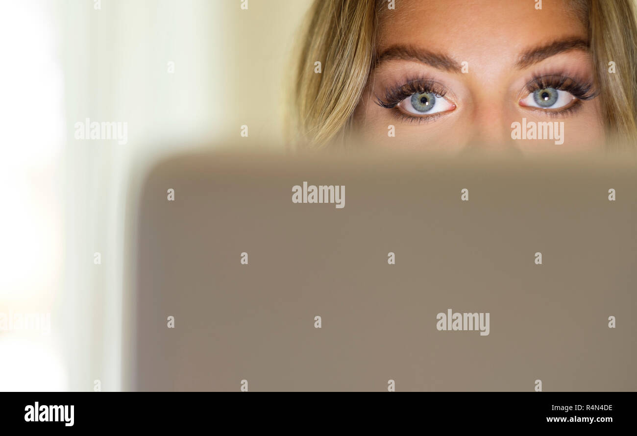 Woman eyes close up computer hi-res stock photography and images - Alamy
