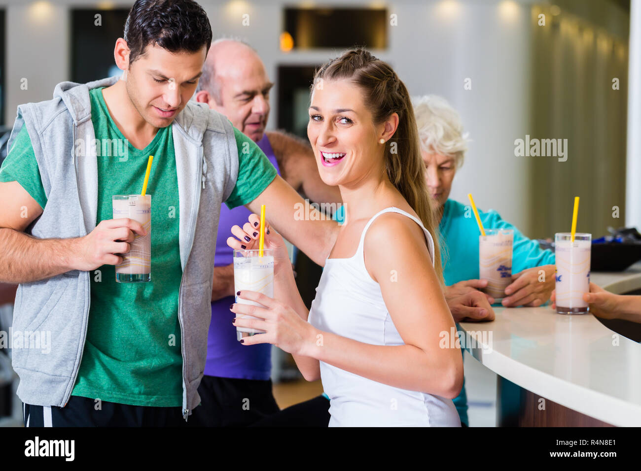 Man drinking protein in gym hi-res stock photography and images - Alamy