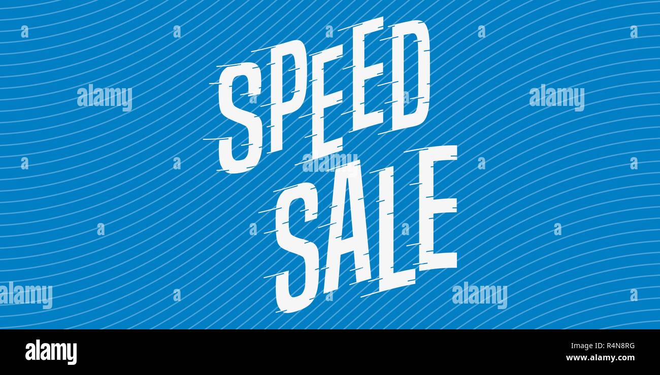 Fast sale horizontal banner. Composition with text in center and speed ...
