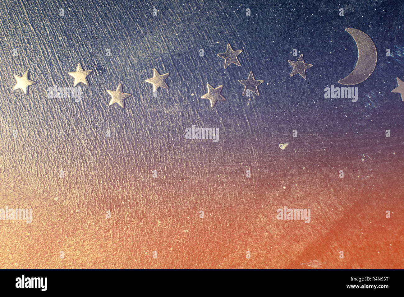 Night sky with stars and moon objects macro Stock Photo - Alamy