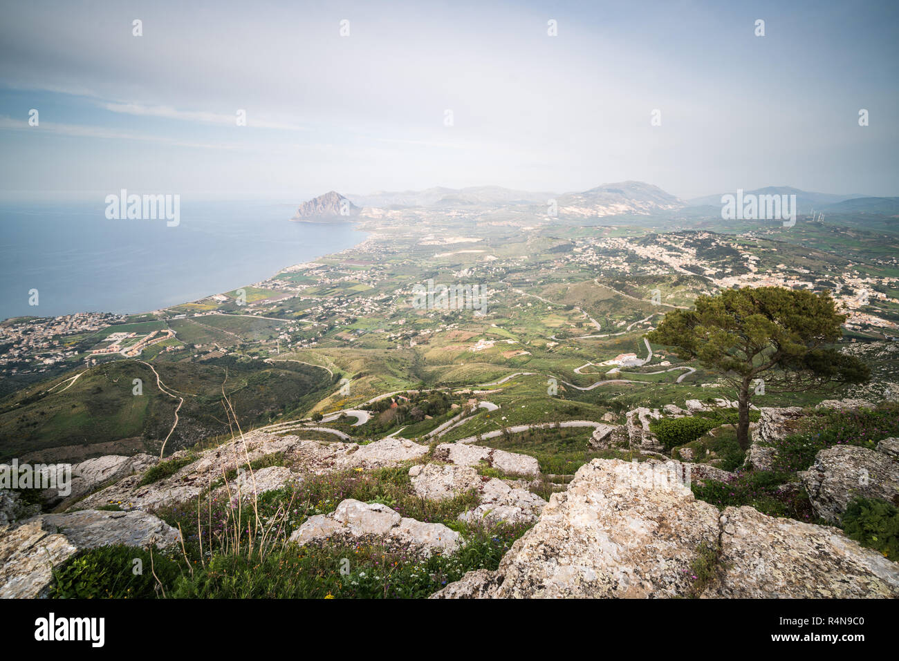 Landscape around village Erice, Sicily, Italy, Europe Stock Photo - Alamy